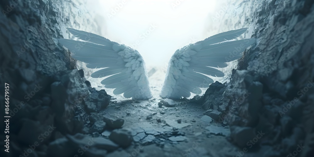 Jesus victorious Lucifer defeated in celestial ruins wings tattered ...