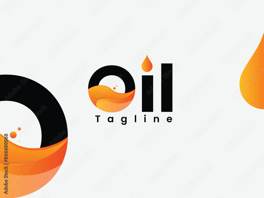 Oil typography logo design template. Oile drop with o letter. Font ...