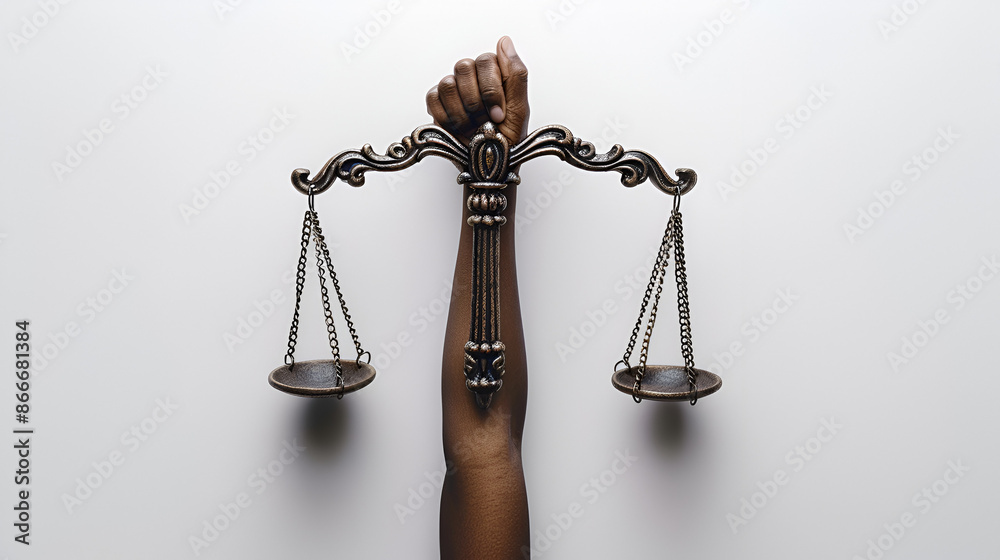 symbolic representation of justice. It features a clenched fist holding ...
