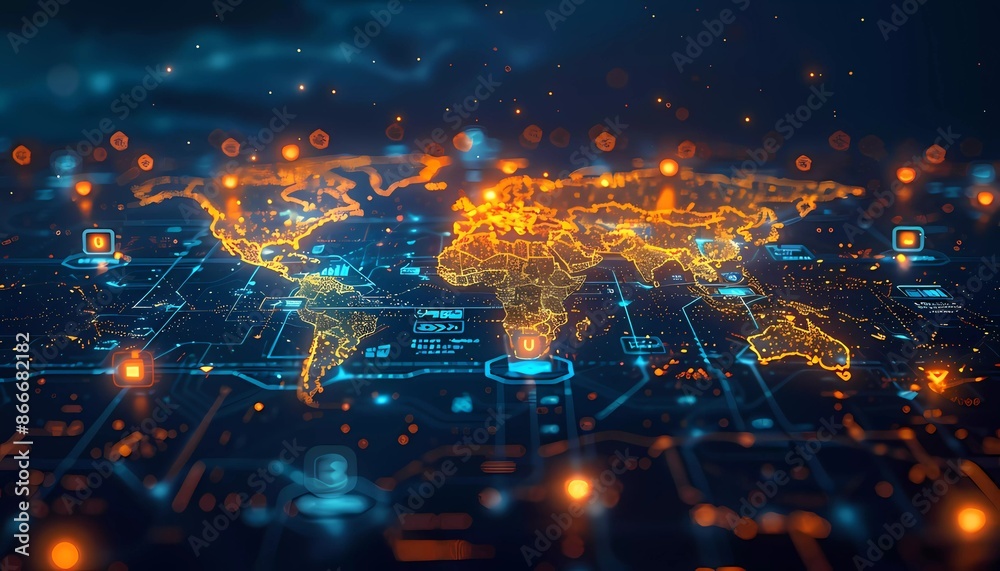 Cross-Border Data Transfer Compliance, global map with icons of data ...