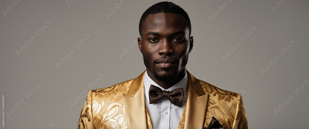 handsome african guy in gold luxury formal clothing photo shoot ...