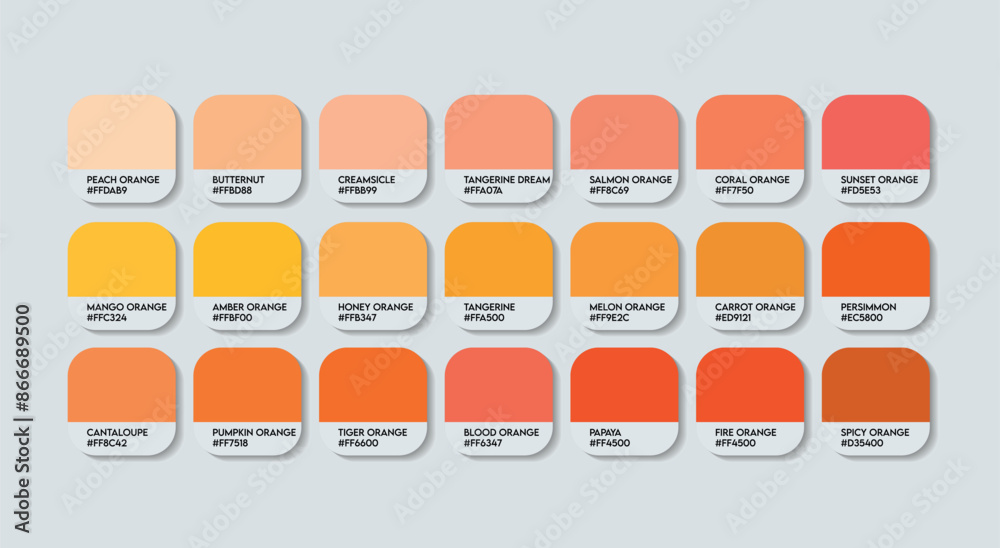 Orange Color Palette, Orange 2 Color Guide Palette with Color Names ...