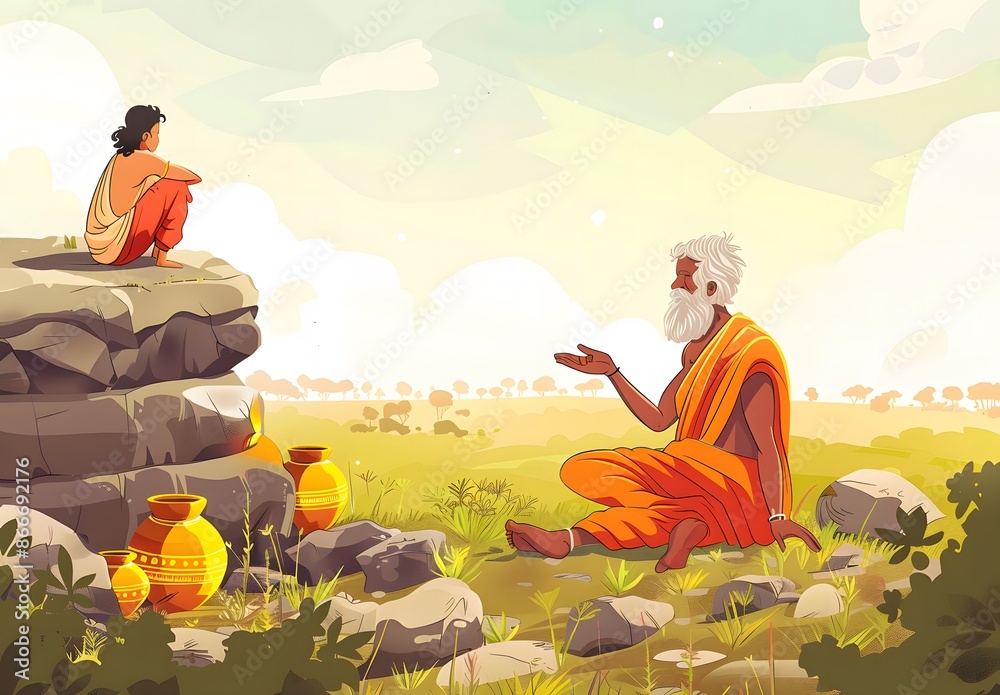 sage in traditional Indian, Guru Purnima festival Stock Illustration ...