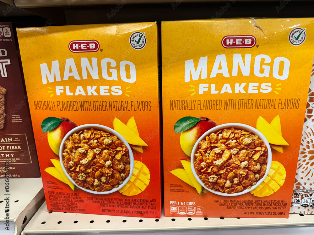 Foto de Temple, Texas - June 26, 2024: Store brand HEB Mango Flakes ...