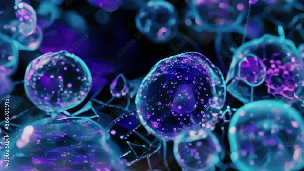 Fibroblasts in various stages of collagen production with some showing ...