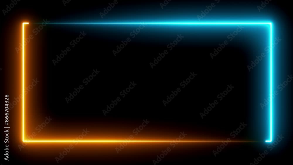 Seamless loop animation rectangle frame 4K video motion graphic. Animated borders frame glowing ...