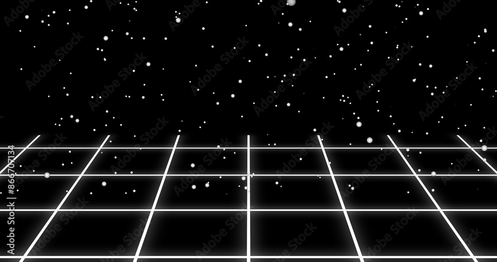 Retro style colorful grid moving with stars in background. 90s ...