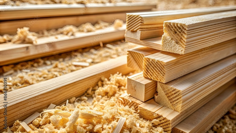 ภาพประกอบสต็อก Wood timber construction material for background and ...