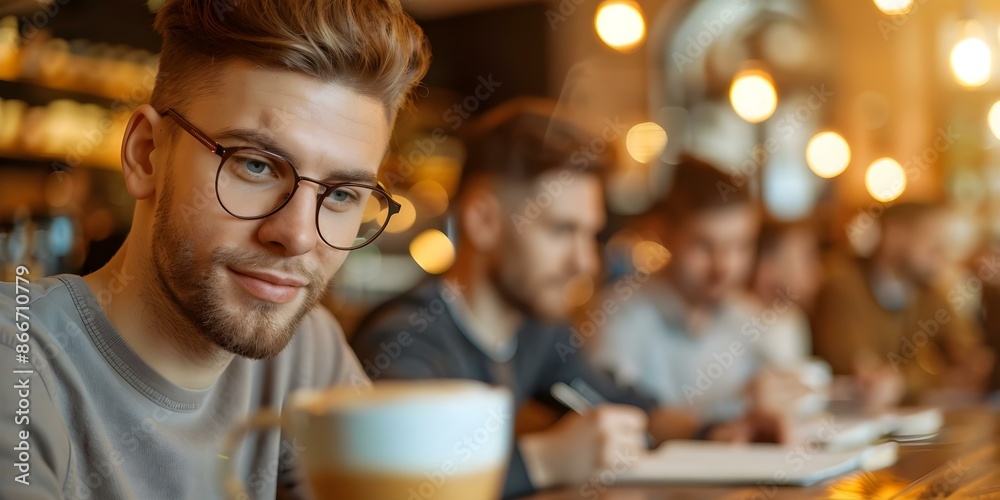 Foto de Collaborative Coffee Shop Brainstorming Session Energized by ...