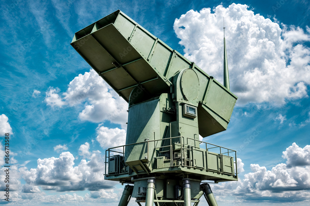 Modern air defence radar of military mobile missile launcher system of ...
