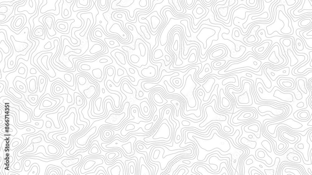 Gray outline topographic contour map abstract tech motion graphic ...