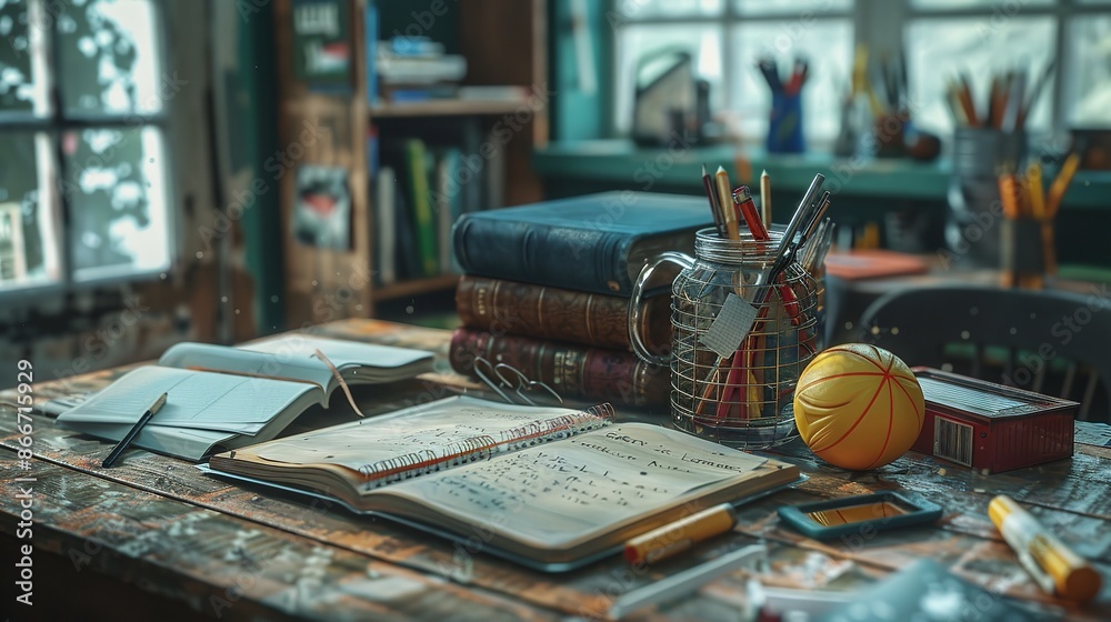 "School Background with School Supplies (8K) Transparent" Stock Photo ...