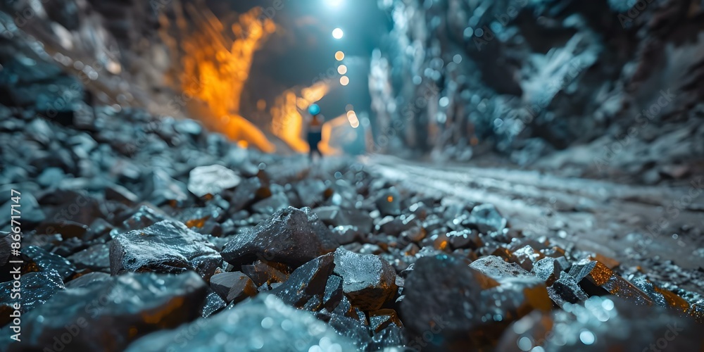 Deep mine contains large uranium ore samples. Concept Uranium Mining ...