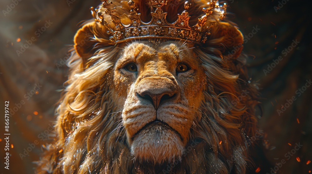 Lion with a King Crown: Jesus, the Lion of Judah Stock Photo | Adobe Stock
