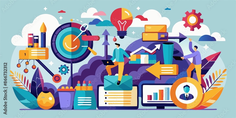 Business Growth and Development Illustration - A colorful illustration ...