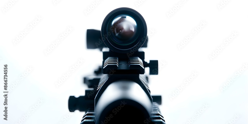 Silhouette of AR assault rifle with red dot sight isolated on white ...