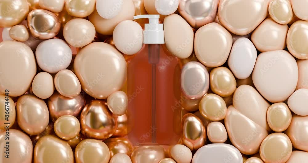 3D animation shows golden and beige balloons filling the space inside ...