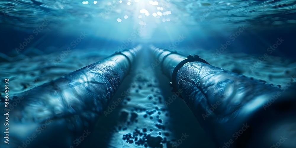 Submarine cable for global underwater internet communication. Concept ...