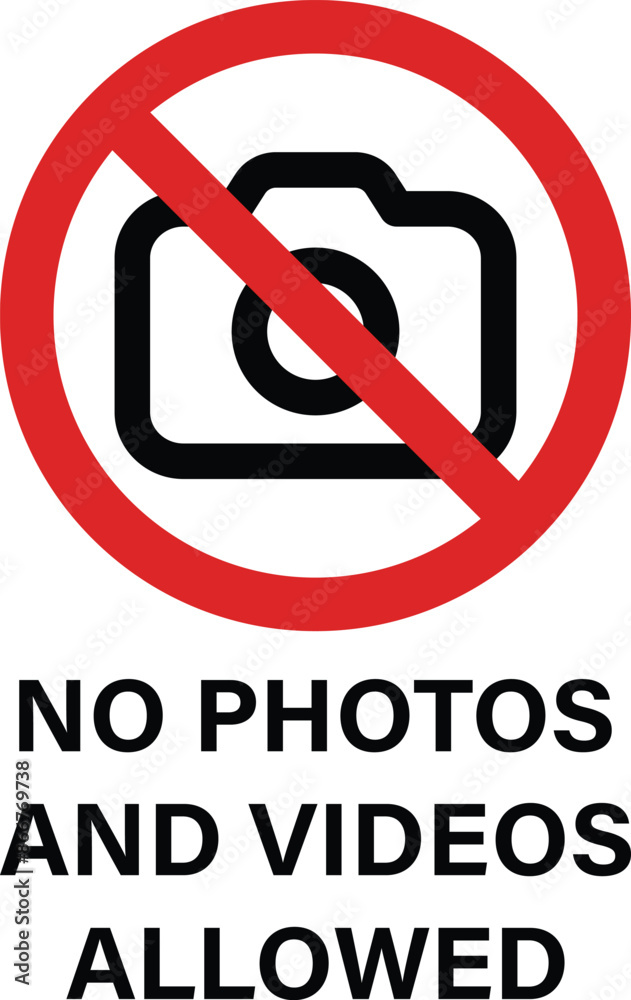 No photos and videos allowed sign . Photography or video prohibited ...