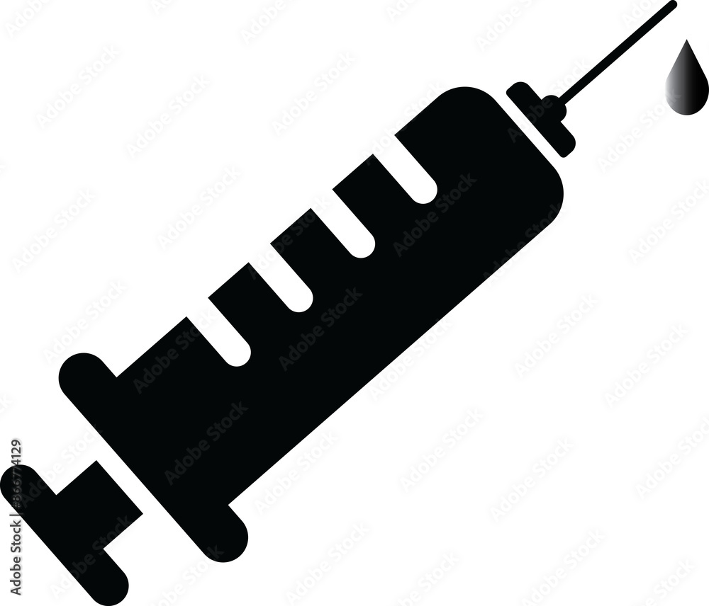 Medical Vaccination Icon On Transparent Background, Syringe Treatment ...