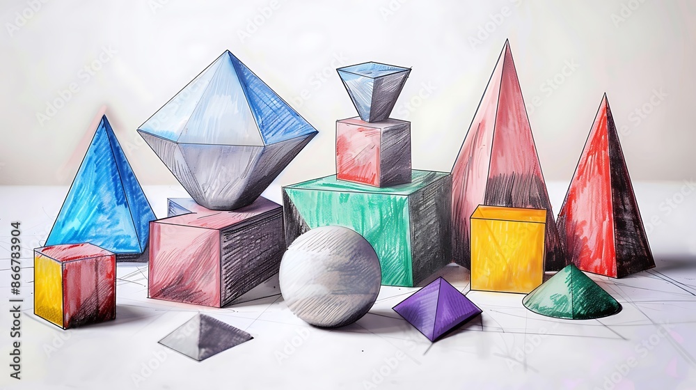 Visual aid on Solid Geometry illustrating properties and formulas for ...