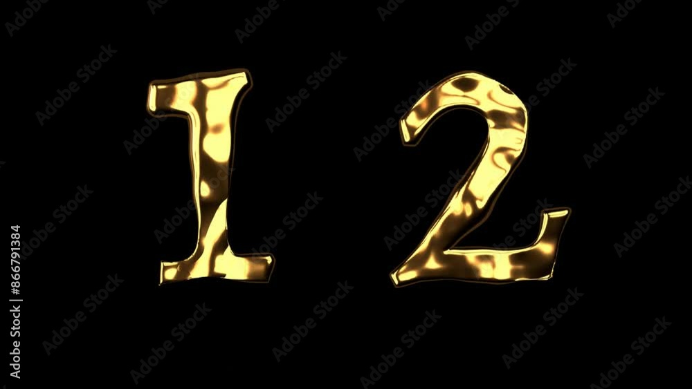 Numbers from zero to nine in golden color. A set of figures with a ...