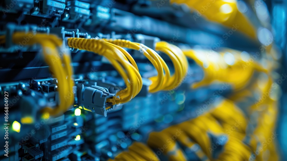 Rack Mounted Servers In A Server Room, Server rack audio cable. Severs ...