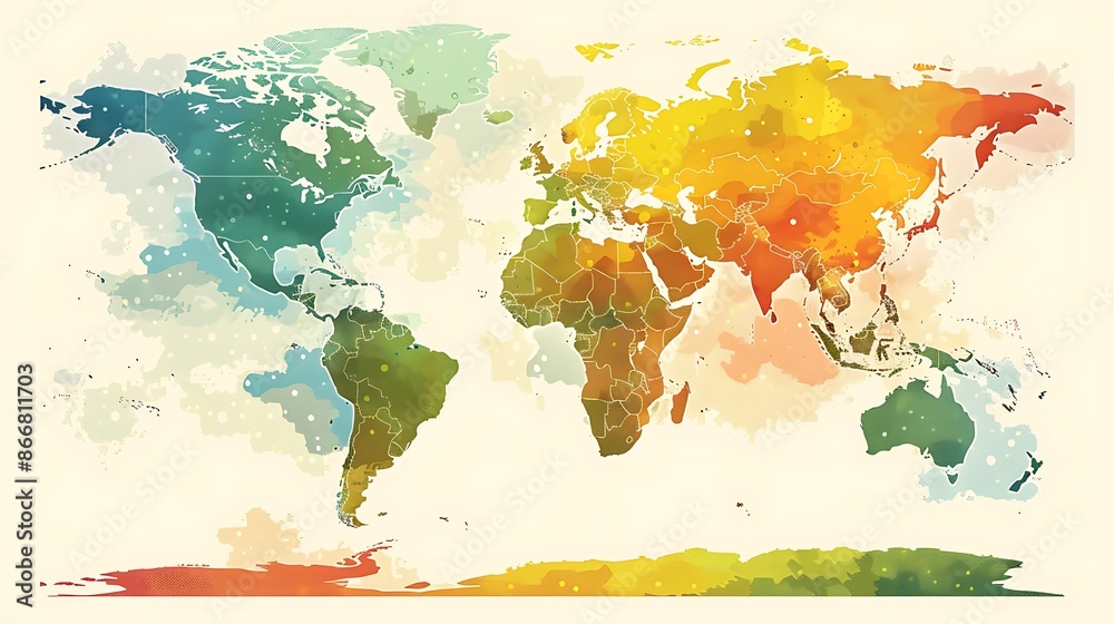 Colorful world map highlighting the various climate zones including ...
