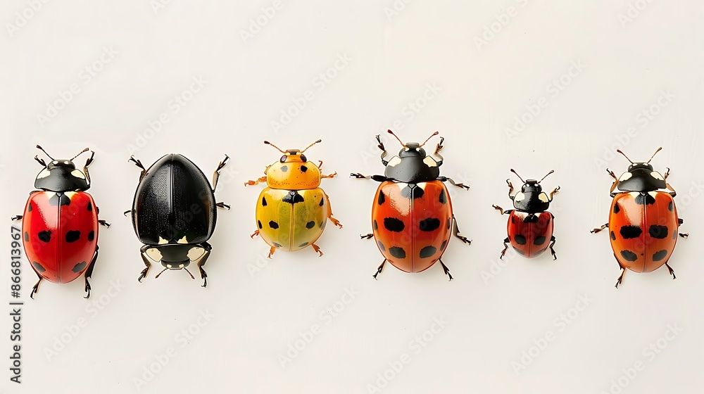 Visual aid on the lifecycle of the Ladybug Coccinellidae illustrating ...