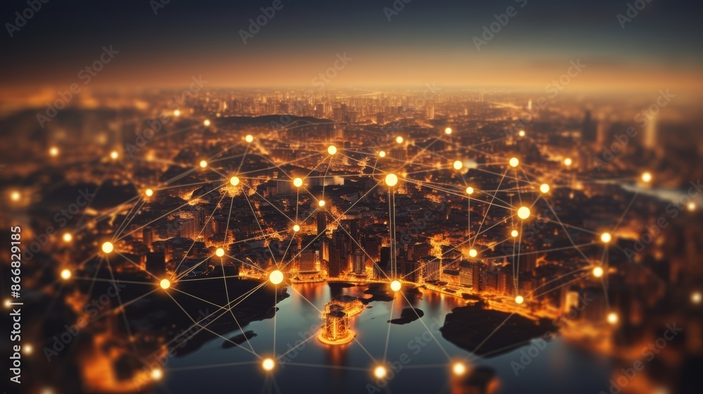 Global network connection big data analytics on world map, digital tech ...