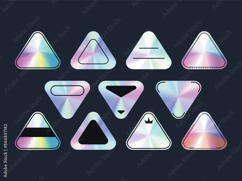Holographic sticker set. Holography labels mockup and realistic holo ...