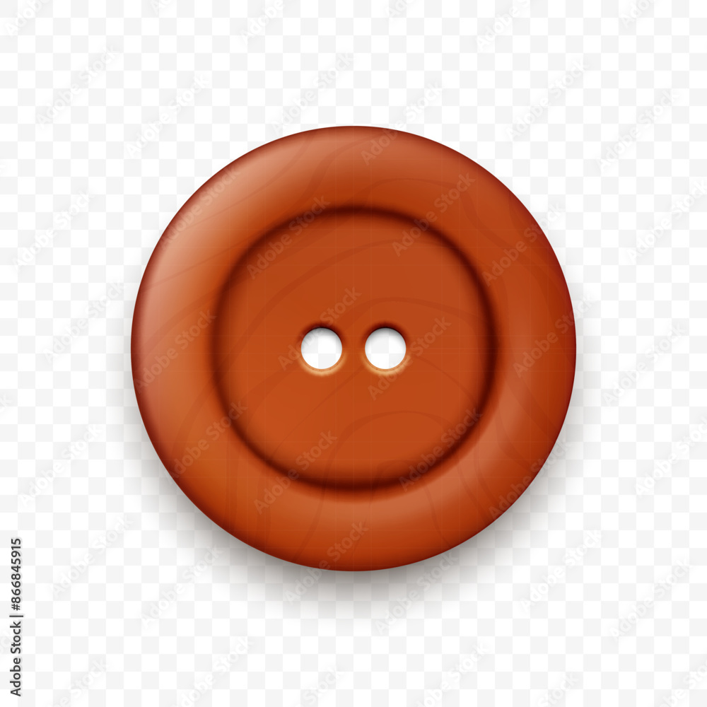Vector Brown Color Wooden Two Holes Clothes Button Closeup, Isolated on ...