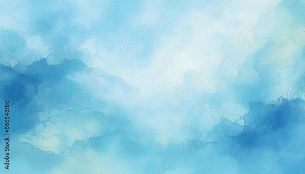 pastel faded blue hand painted watercolor background design with paint ...