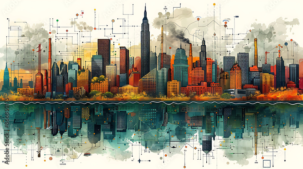 Detailed vector illustration outlining the benefits of free trade zones ...