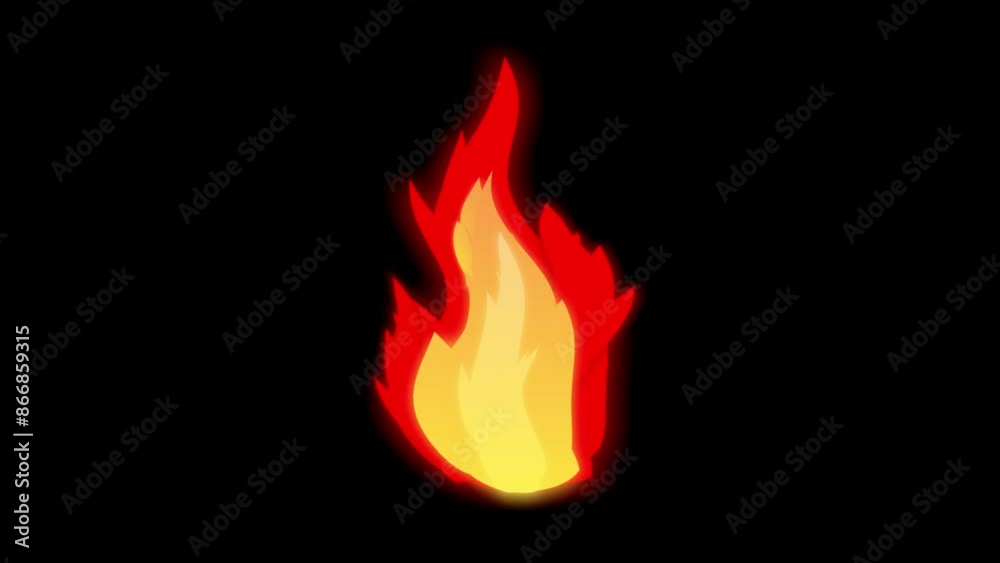 Cartoon Fire. Alpha channel, transparent background. 4K resolution loop ...