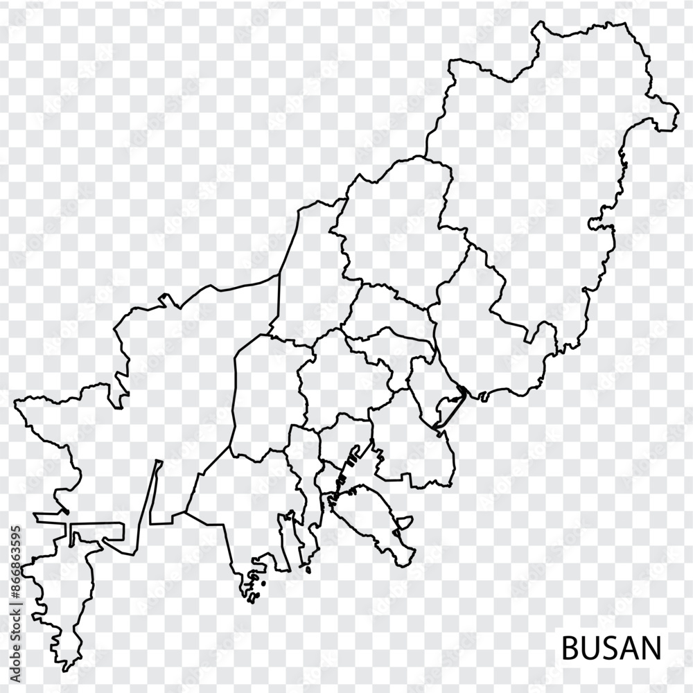 High Quality map of Busan is a Metropolitan City The Republic of Korea ...