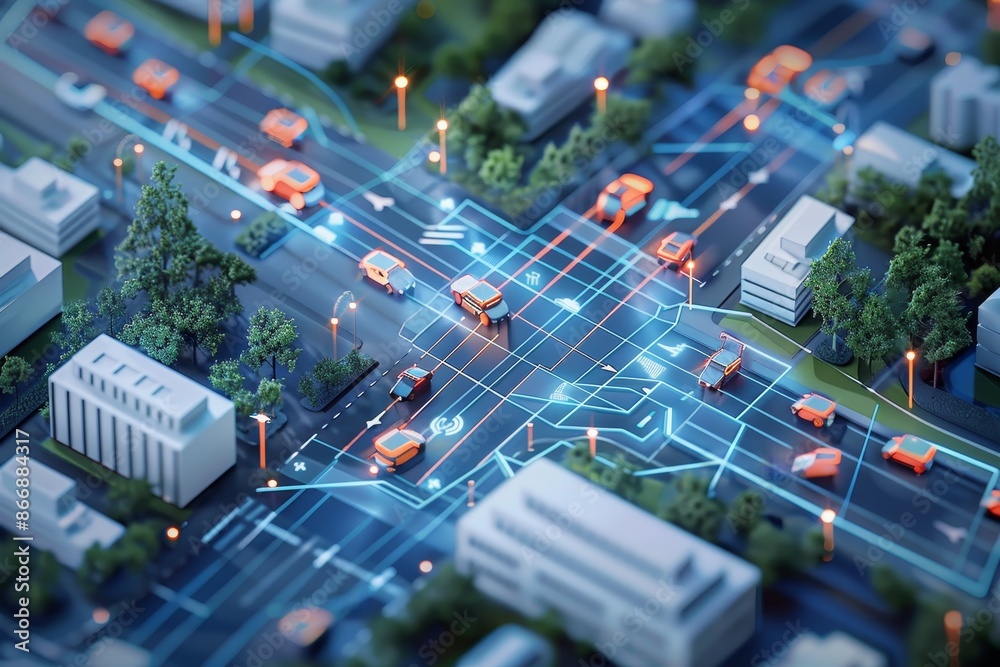 AI-generated digital illustration of futuristic connected cars enhanced ...