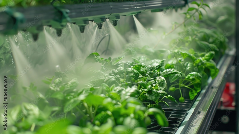 nutrient misting system in an aeroponic setup, highlighting how plants ...