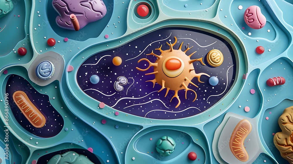 Visual aid on the functions of cell organelles with diagrams showing ...