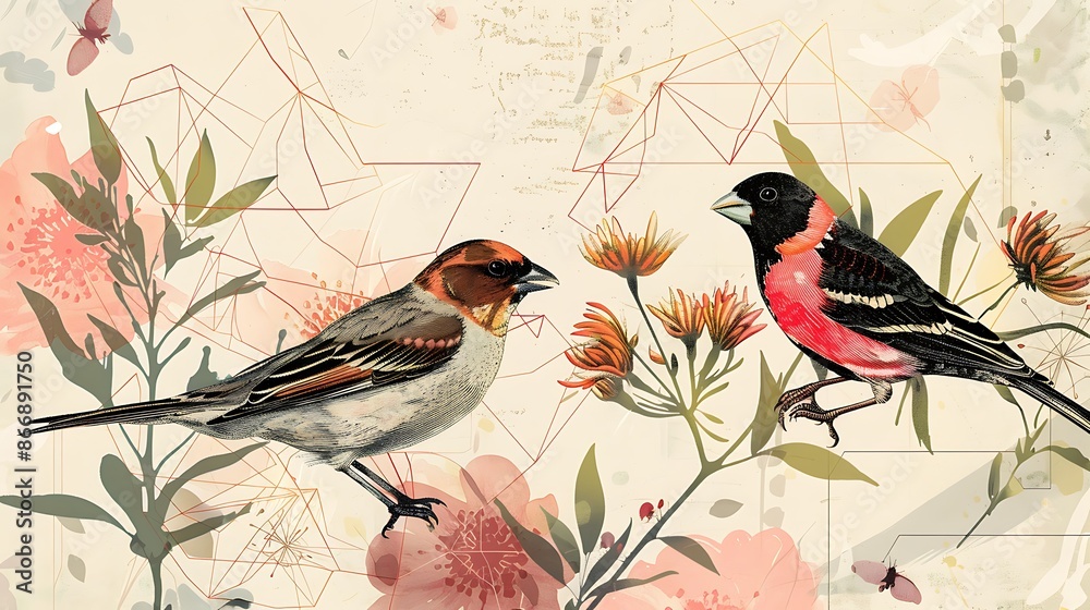 Visual aid on Darwin's Finches illustrating adaptive radiation and ...