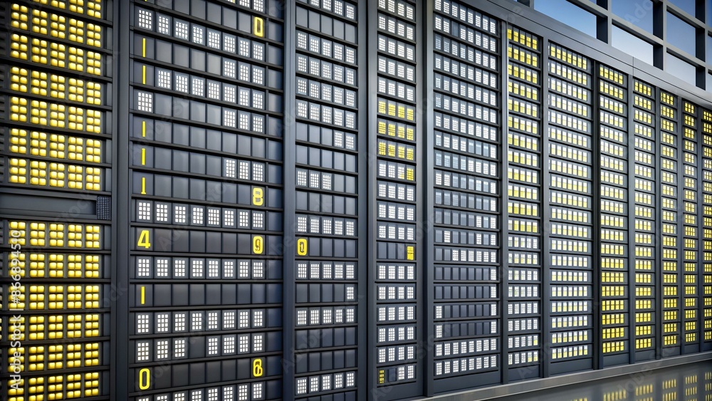 split-flap airport terminal alphabet display illustration Stock Photo | Adobe Stock