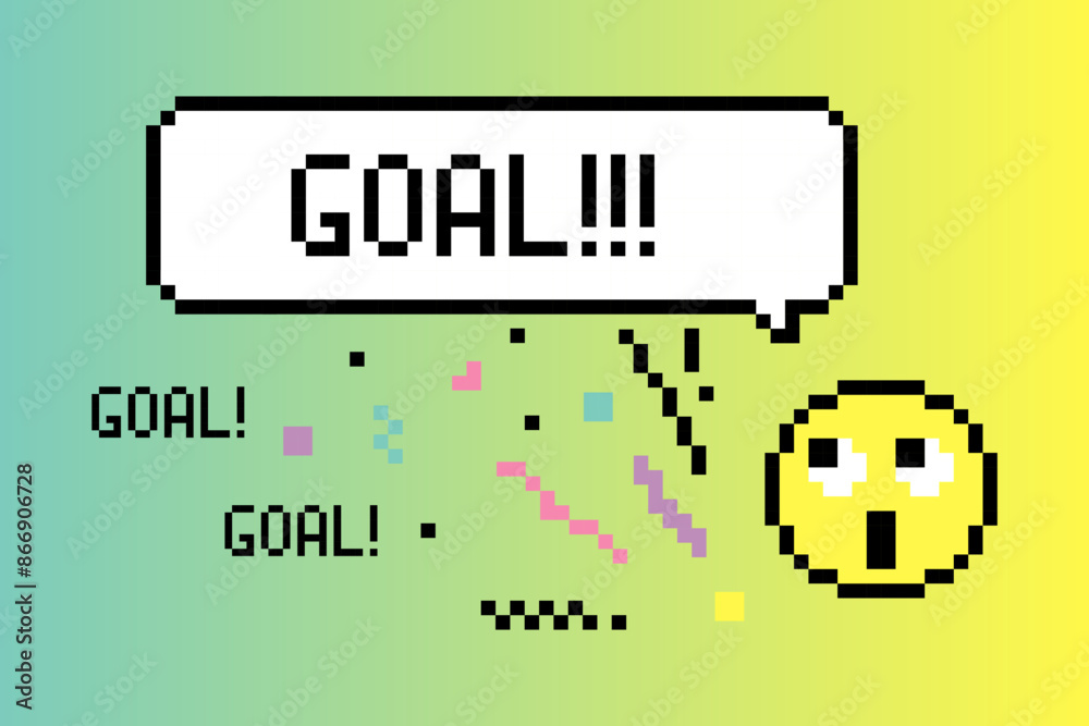 Creative text effect for goal soccer. Pixel art speech bubble with ...