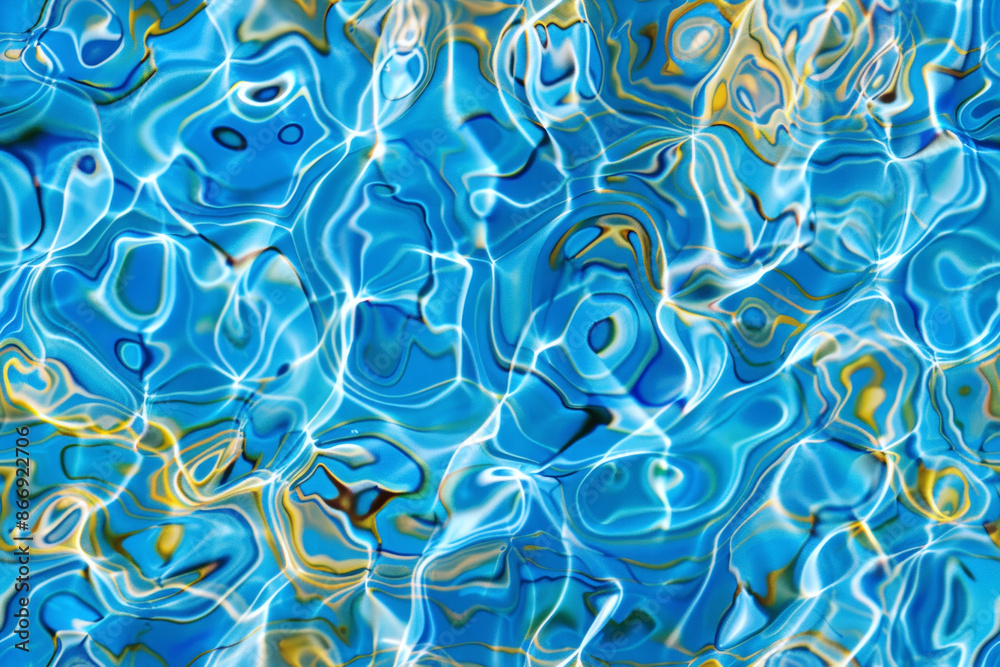 Seamless abstract blue and yellow liquid texture. Continuous fluid ...