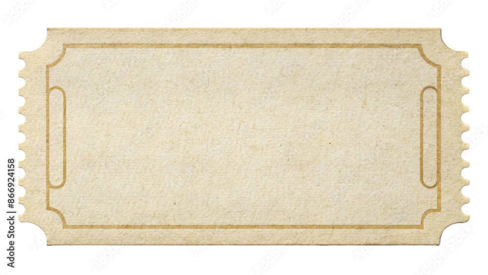 Blank vintage ticket with textured paper isolated on transparent ...