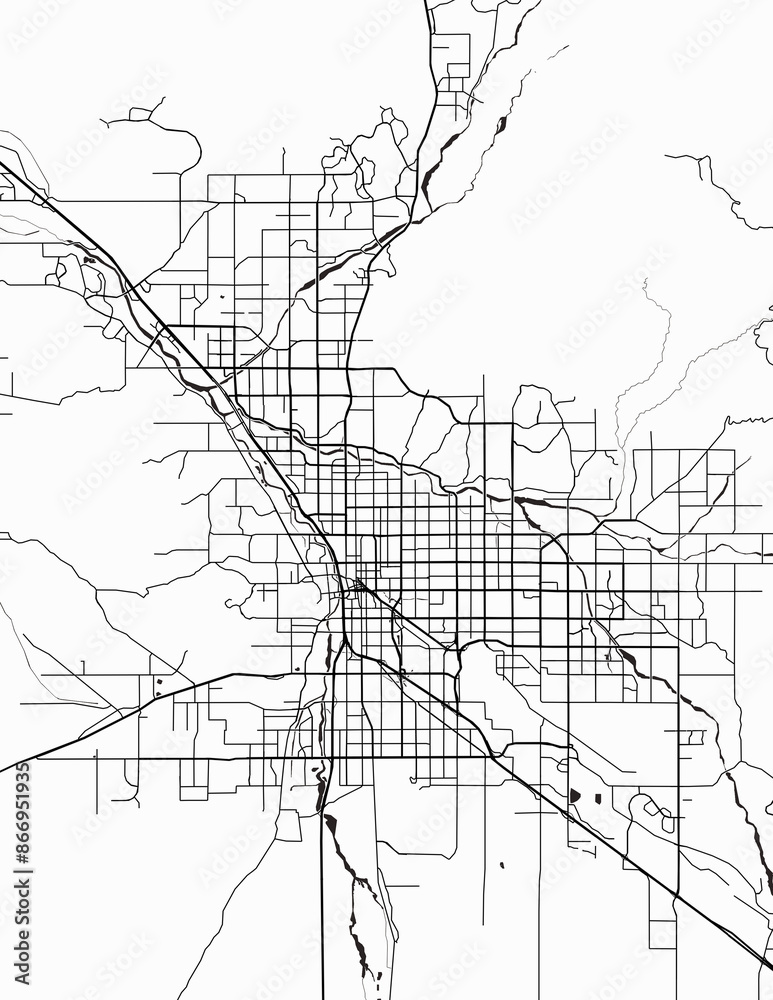 Minimalist white map of Tucson, Arizona – A modern map print ...
