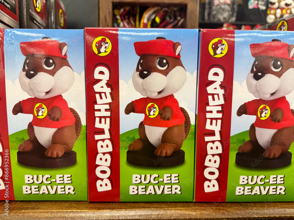 Temple, Texas - June 28, 2024: Bobblehead doll of the beaver Buc-Ee ...