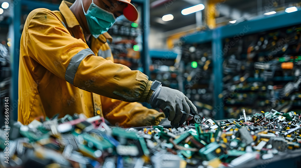 Sorting ewaste separating recyclables and removing hazardous materials ...