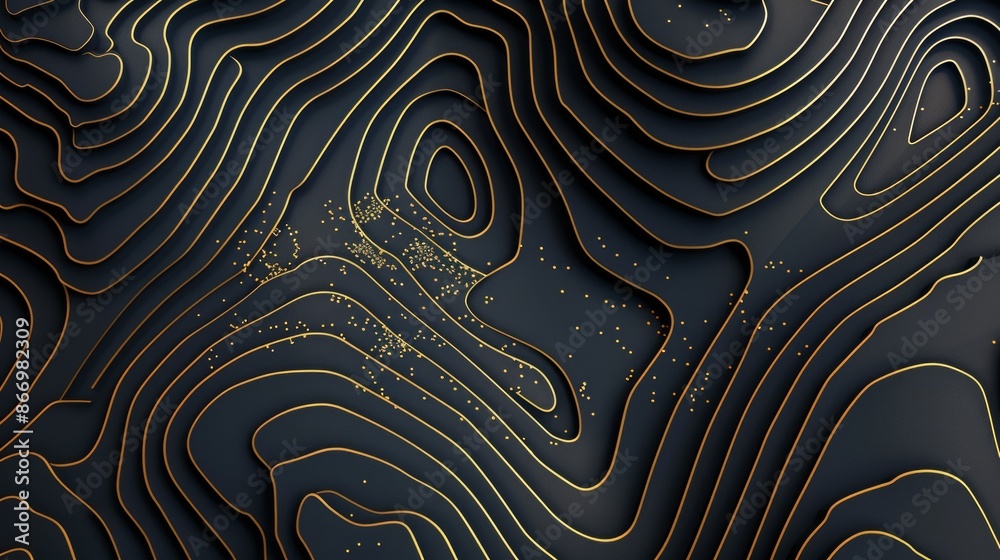 Topographic line map pattern background vector illustration with dark ...