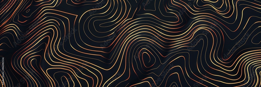 Topographic line map pattern background vector illustration with dark ...