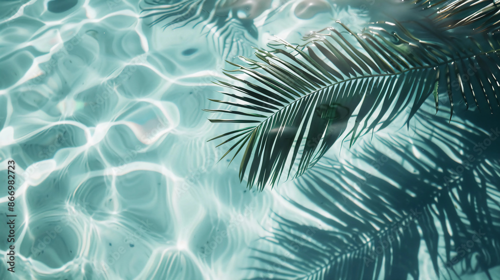 Clean Water Texture. Realistic Water Surface Overlay with tropical leaf ...